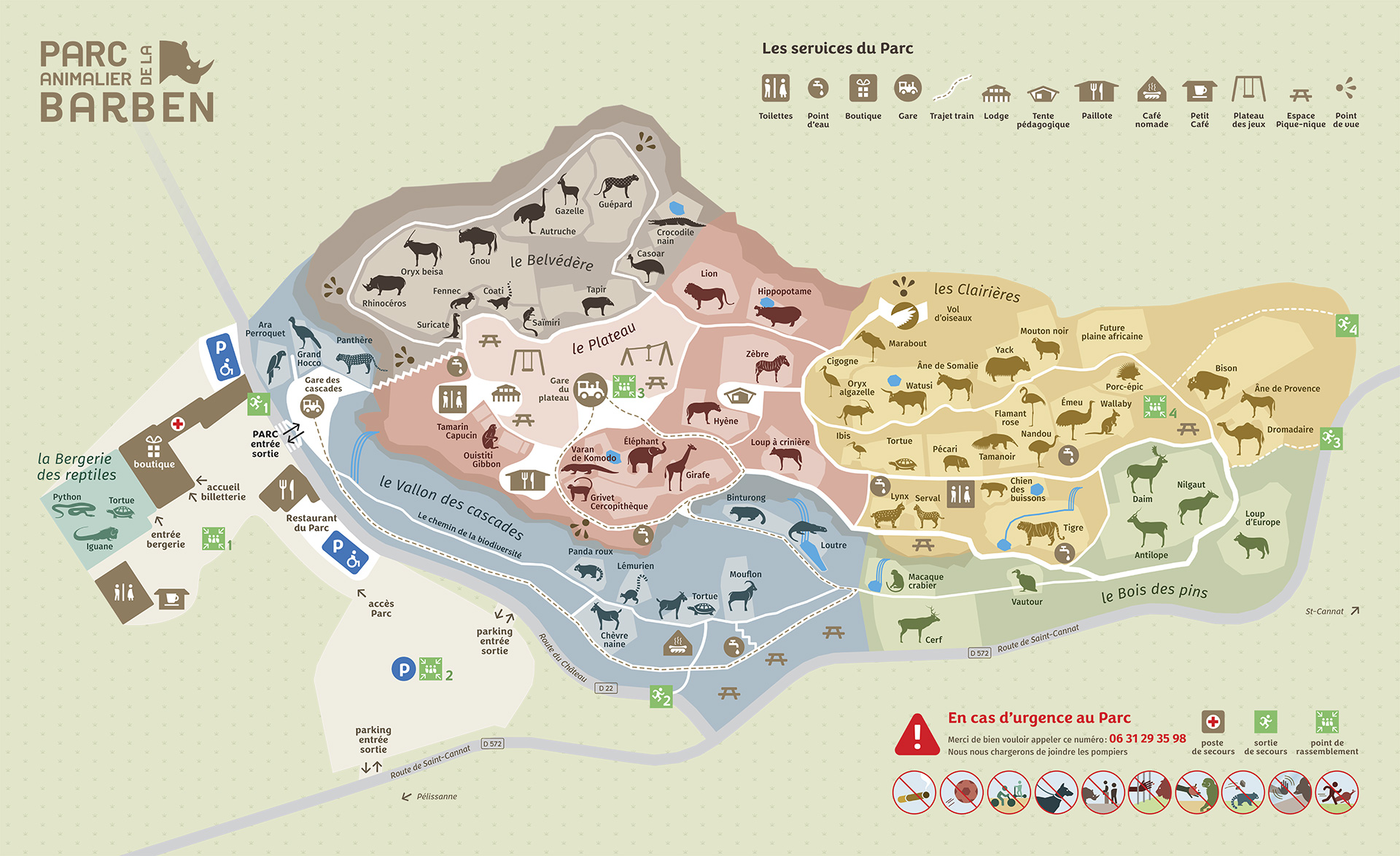 Plan du Zoo - Parc animalier de la Barben